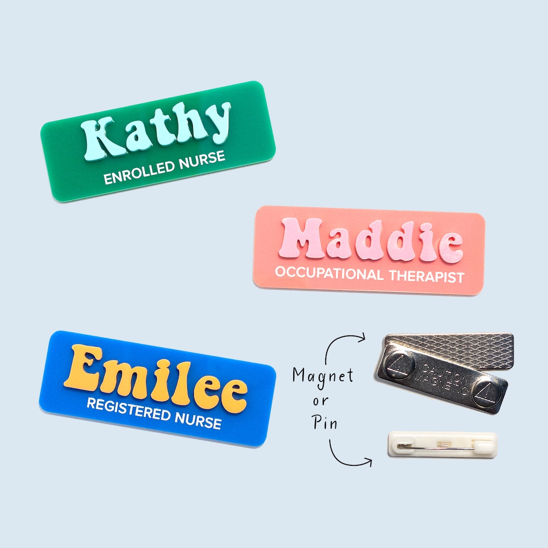 Personalised Work Name Badge | Custom Occupation Tag | Name Accessory ...