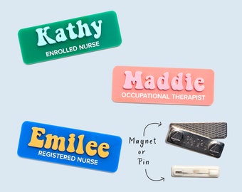 Personalised Work Name Badge Custom Occupation Tag Name Accessory ...