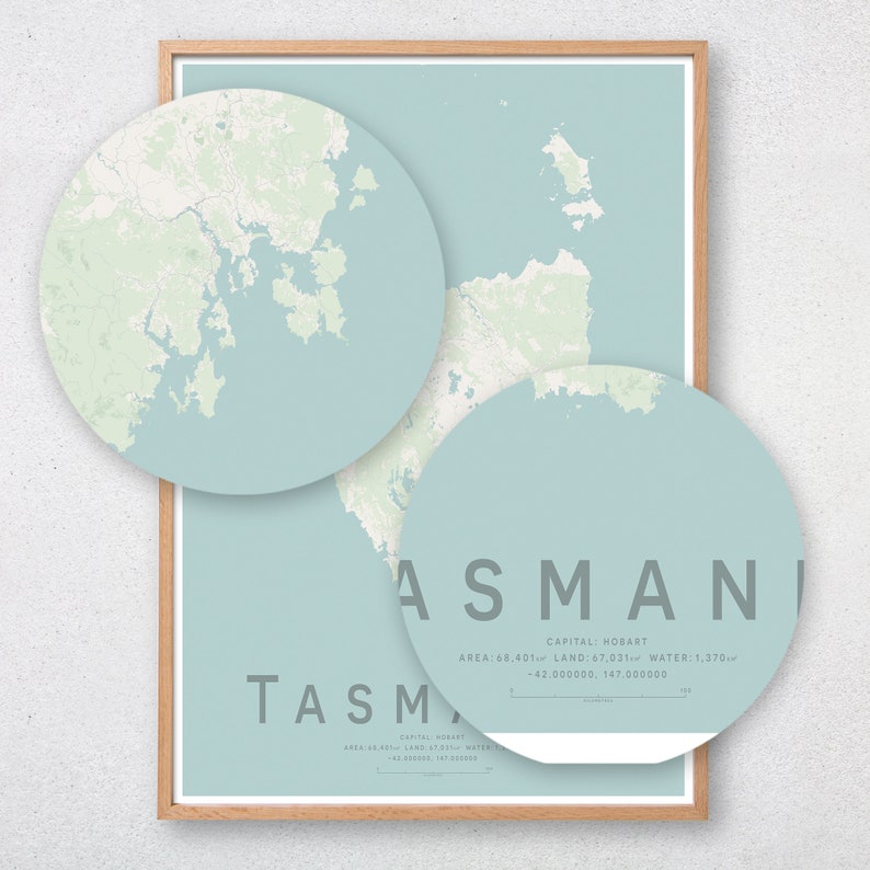 TASMANIA Map Print | Australian State Map Print | Wall Art Poster ...