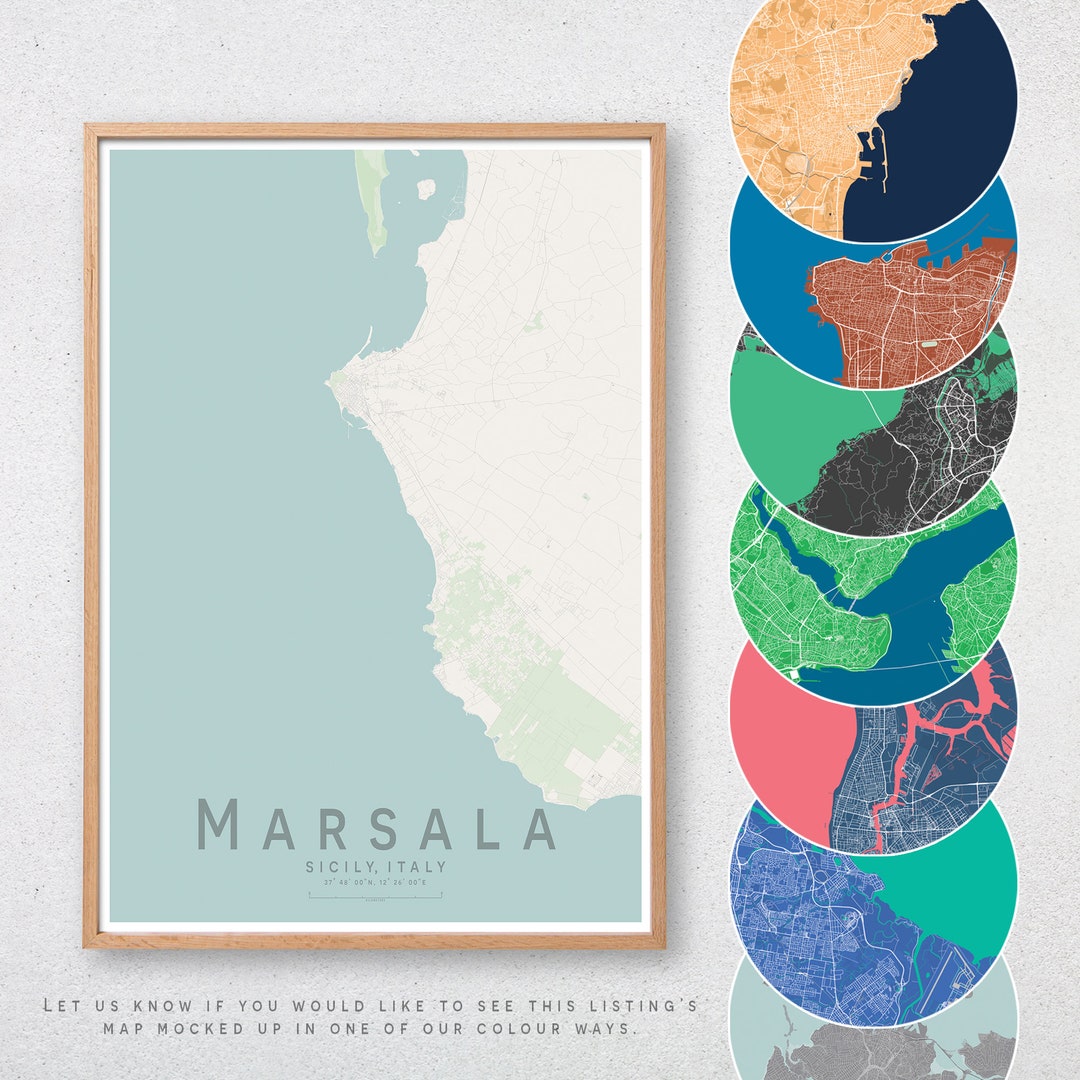 MARSALA Map Print Sicily Italy City Map Print Wall Art Poster Wall ...