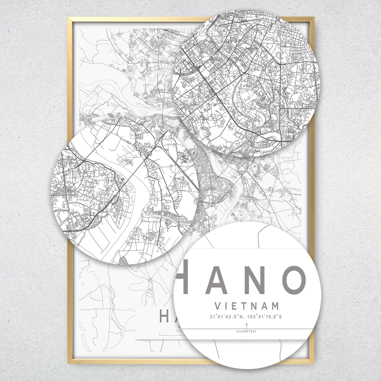 HANOI Map Print Black & White Vietnam City Map Print Mono - Etsy