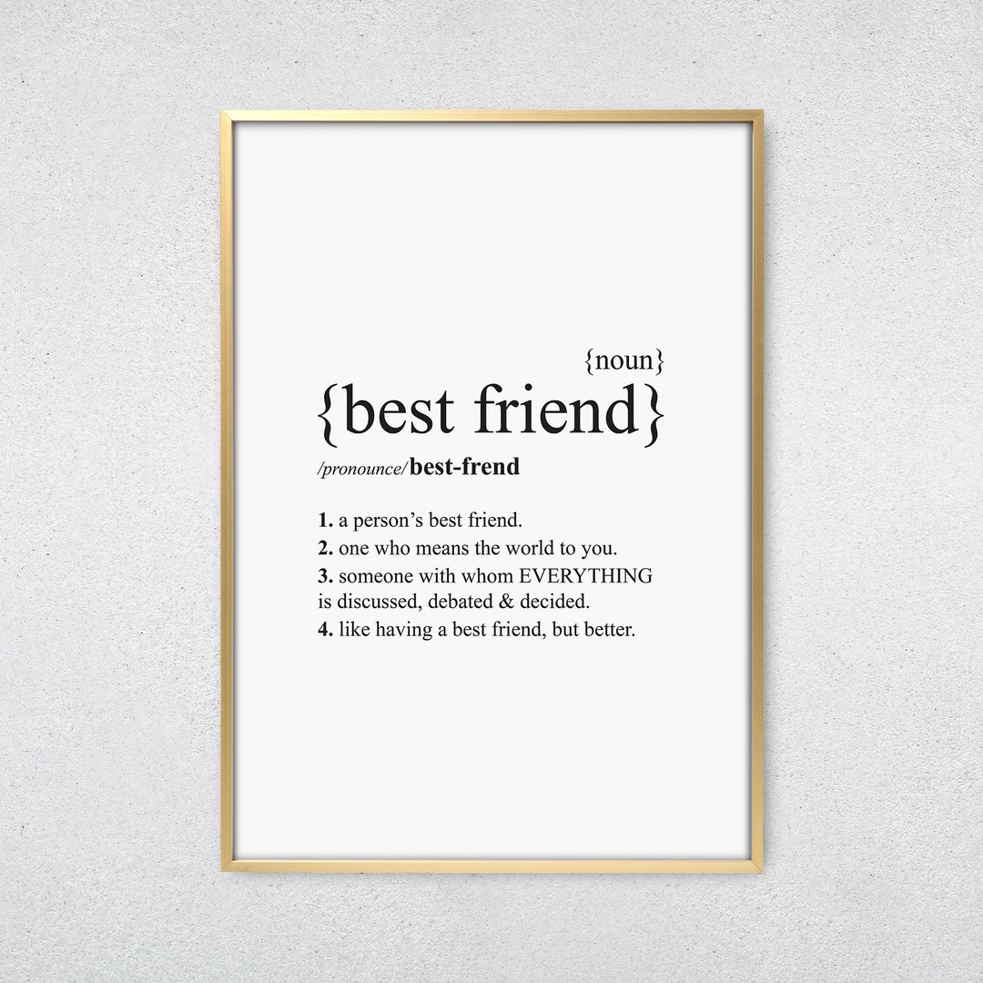 BEST FRIEND Dictionary Definition Quote Print, Wine Wall Art, Room ...