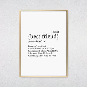 BEST FRIEND Dictionary Definition Quote Print Wine Wall Art | Etsy