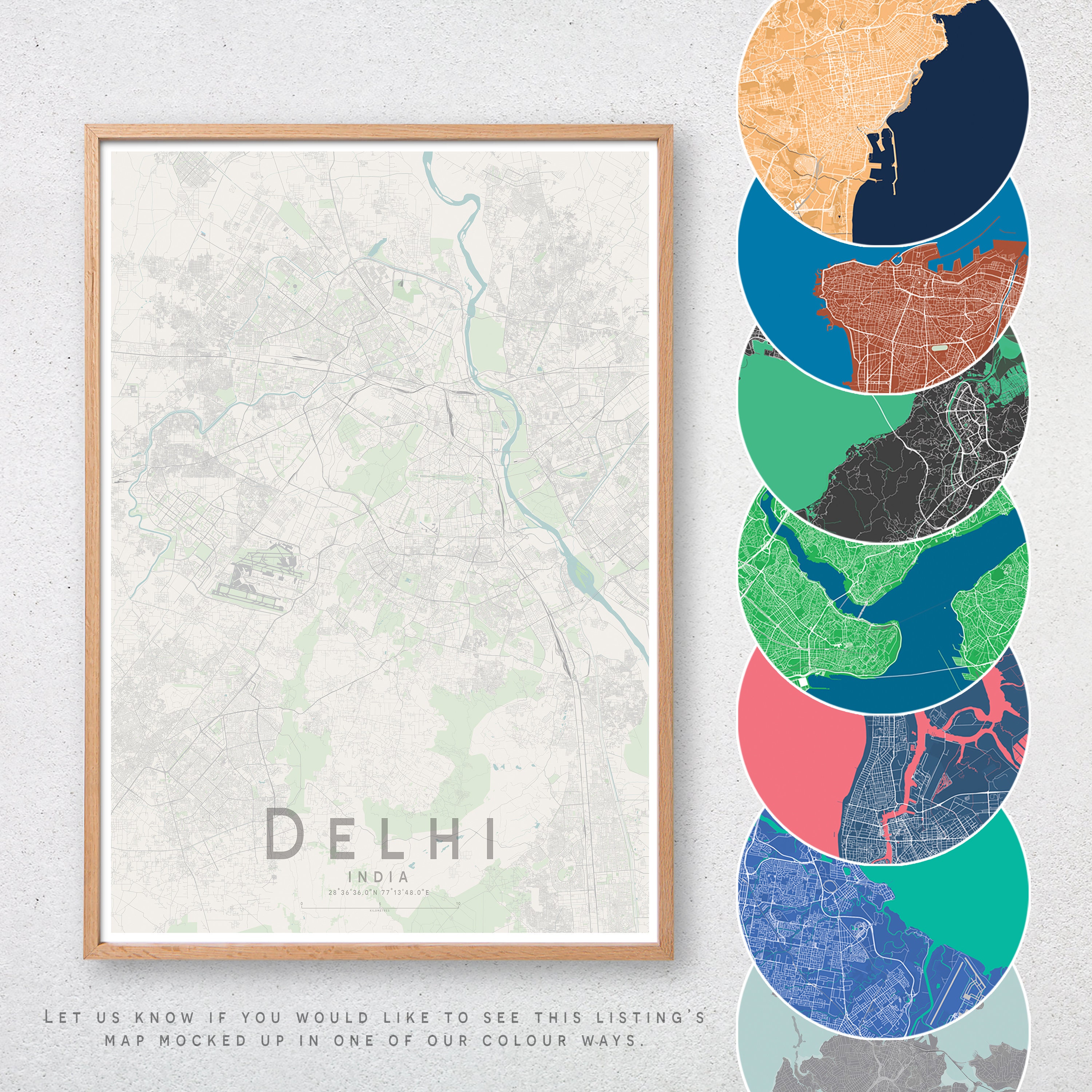 DELHI Mapa Impresión / India City Map Print / Wall Art Poster - Etsy España