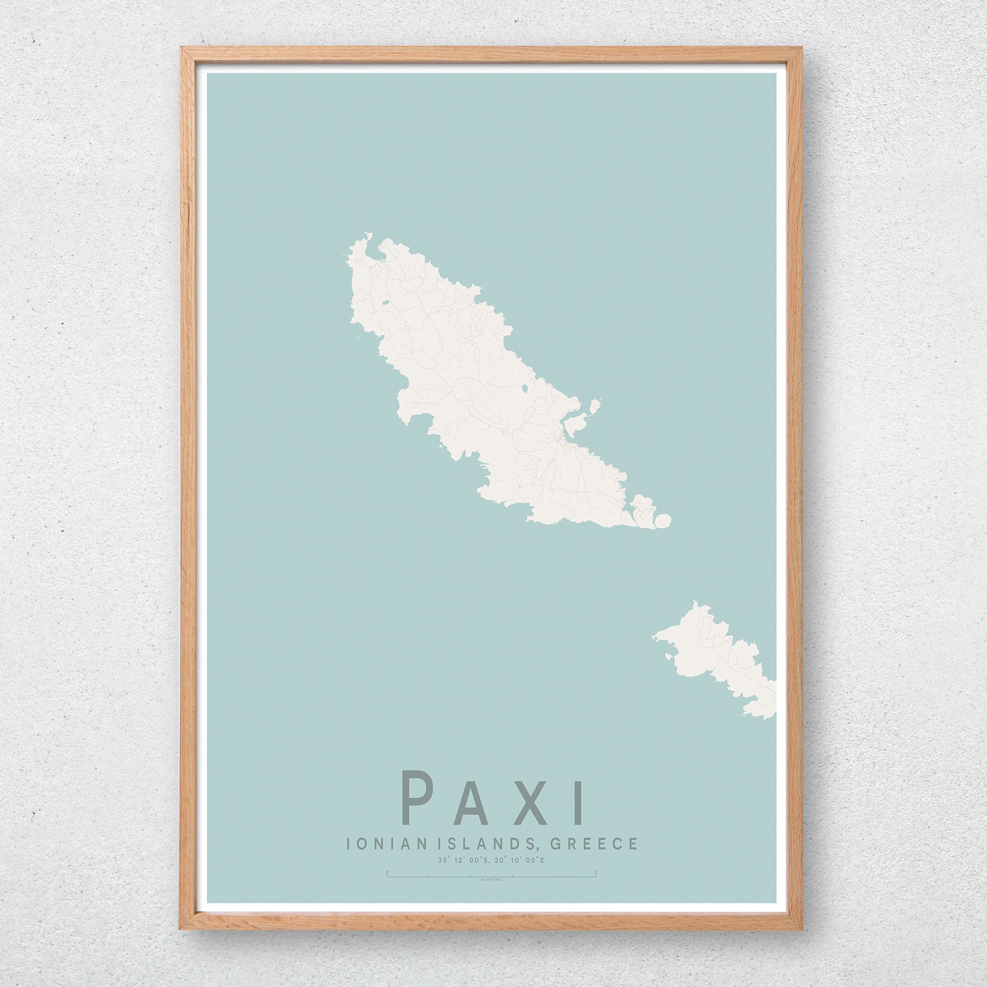 PAXOS Greece Map Print PAXI Greek Islands Travel Print | Etsy