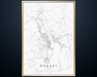 Prints Home & Living Map of Hobart HOBART City Map Hobart printable ...