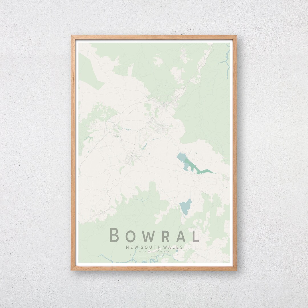 BOWRAL Map Print New South Wales Apartment Wall Art Travel Print ...