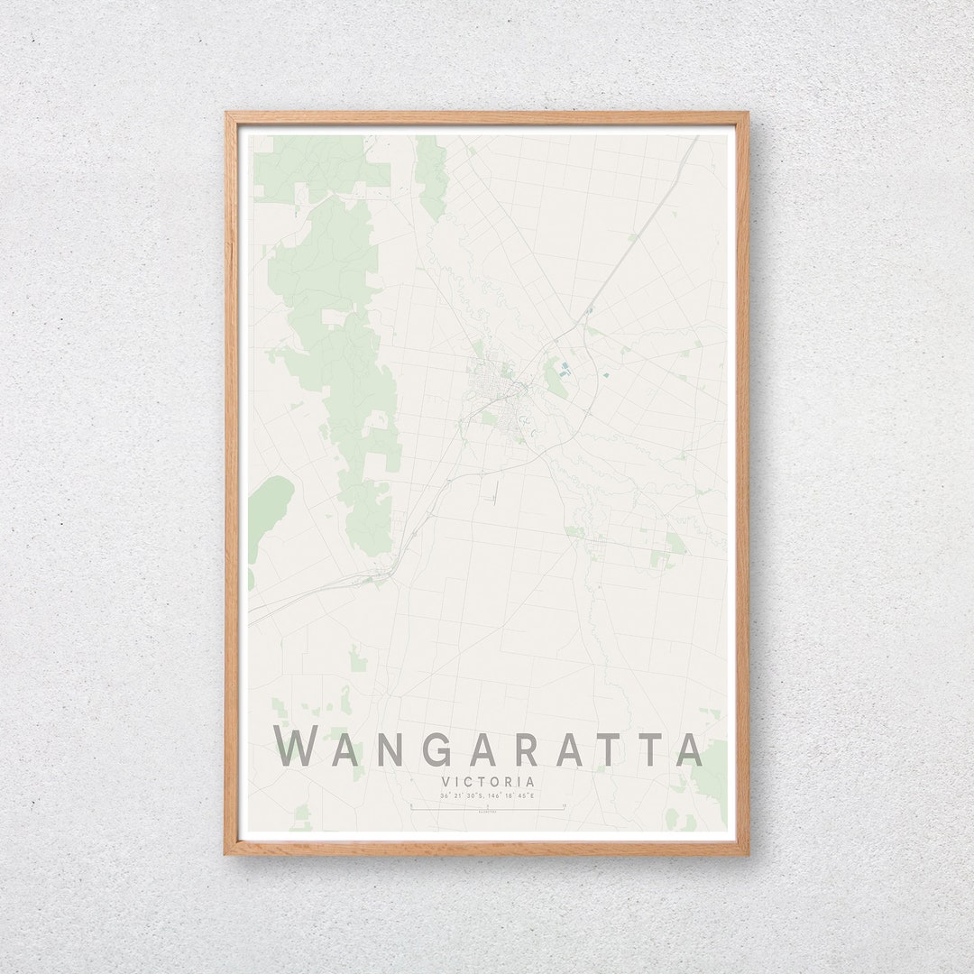 WANGARATTA Map Print Victoria City Street Map Wall Art Poster Wall ...