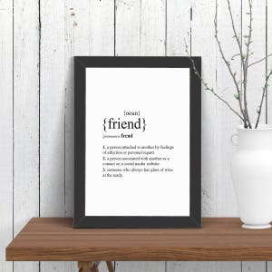 Friend Dictionary Definition Quote Print, Wine Wall Art, Room Decor ...