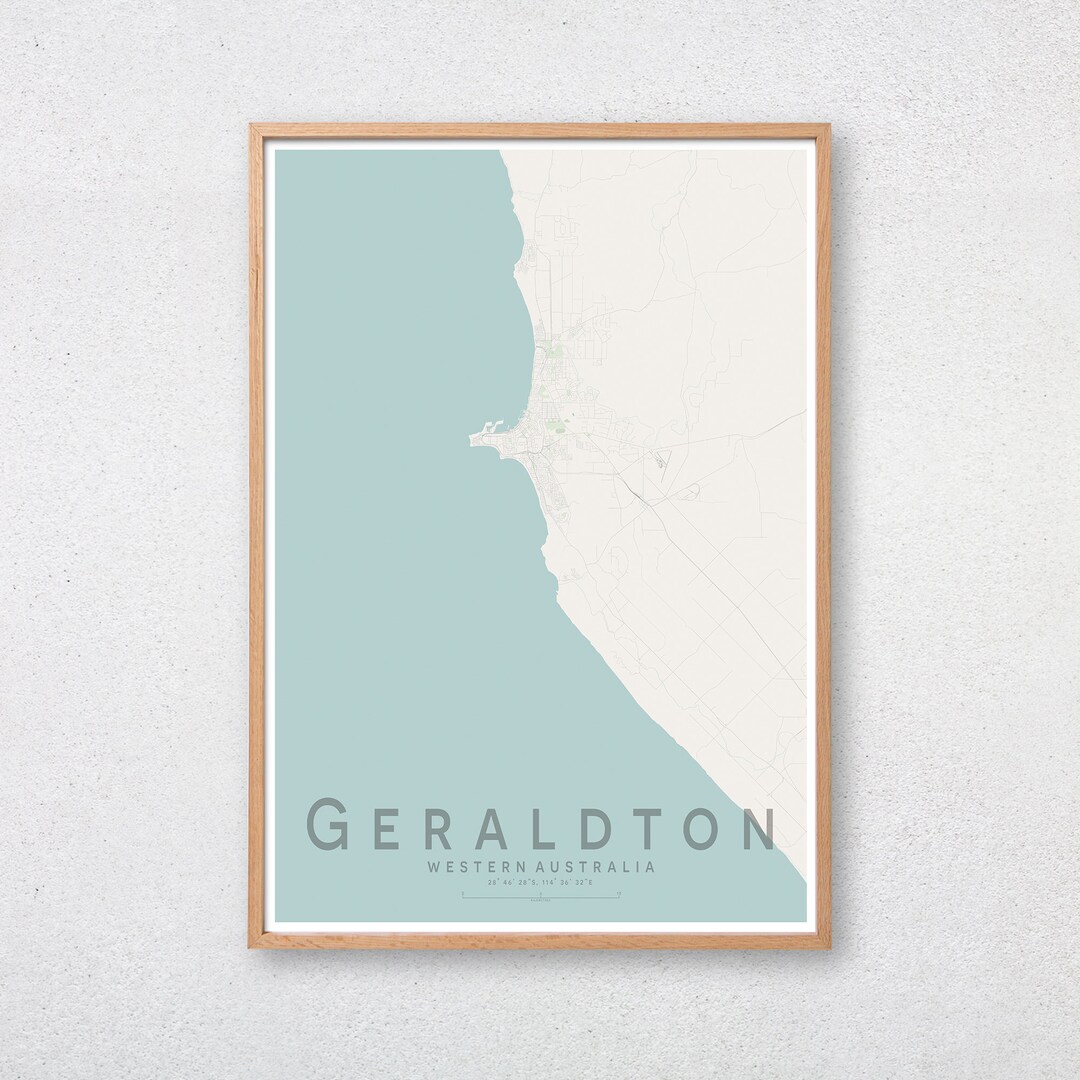 GERALDTON Map Print Western Australia WA City Street Wall Art Poster ...