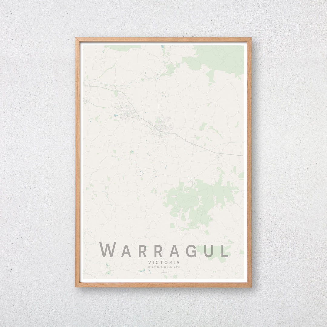 WARRAGUL Map Print Victoria City Map Housewarming Gift Apartment Wall ...