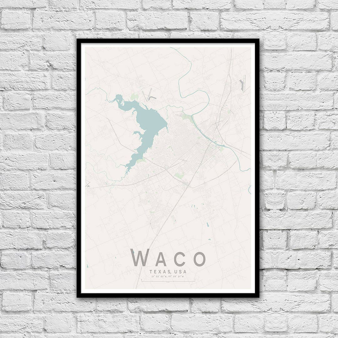 WACO Map Print United States City Map Print Texas Wall Art Poster Wall ...