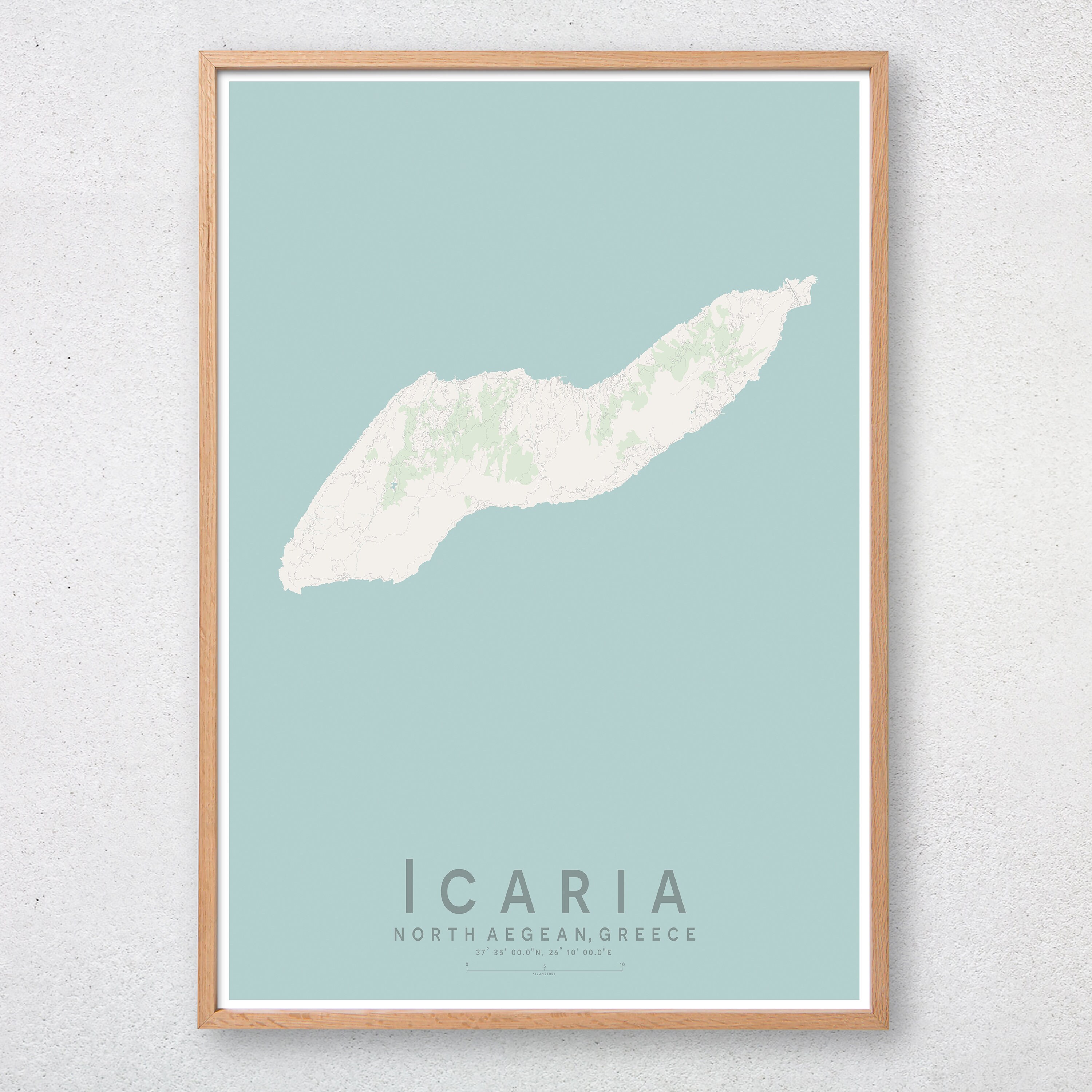 ICARIA Greece Map Print Ikaria Greek Islands Travel Print | Etsy