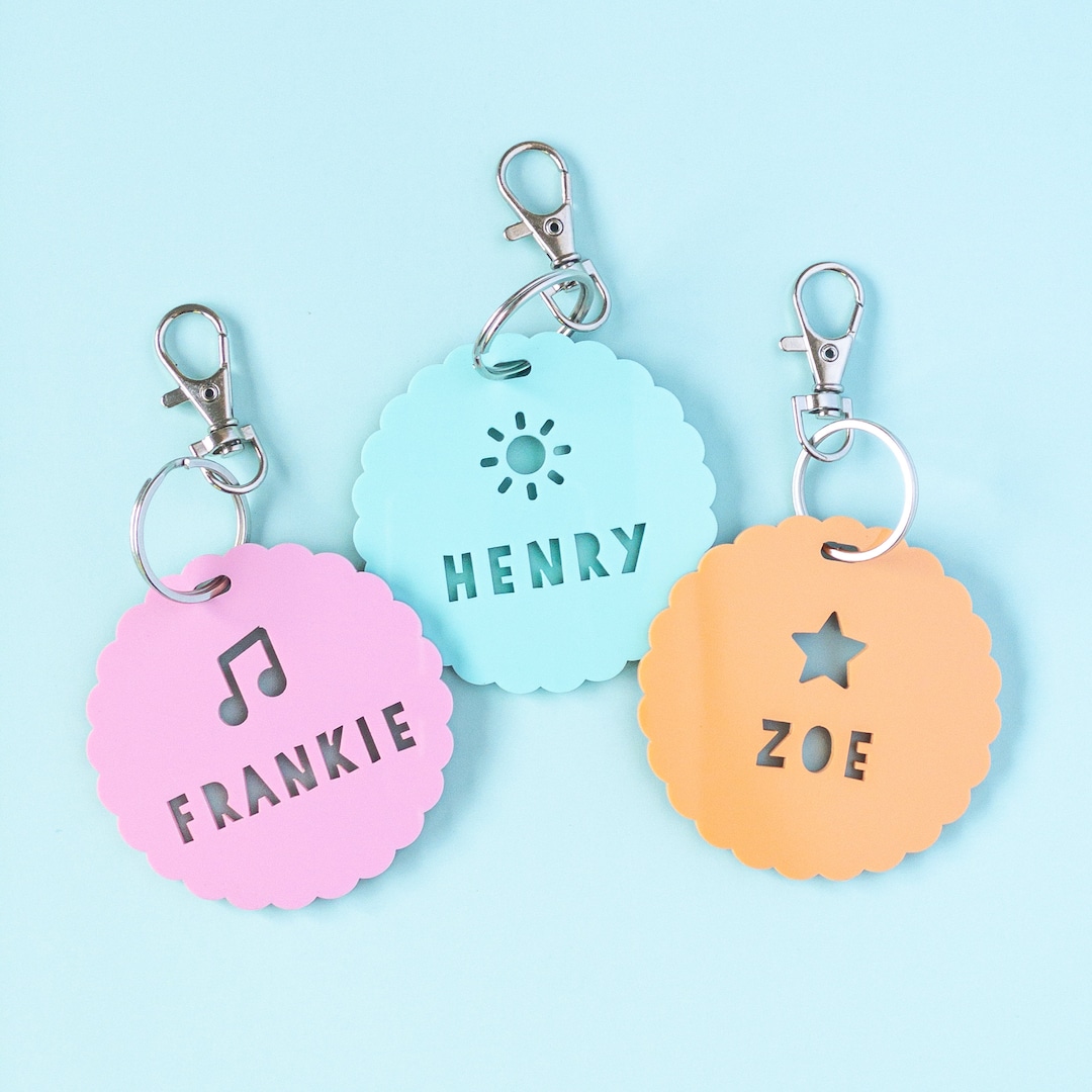 Personalised Pastel Acrylic Letter Bag Tag | School | Kids | Name ...