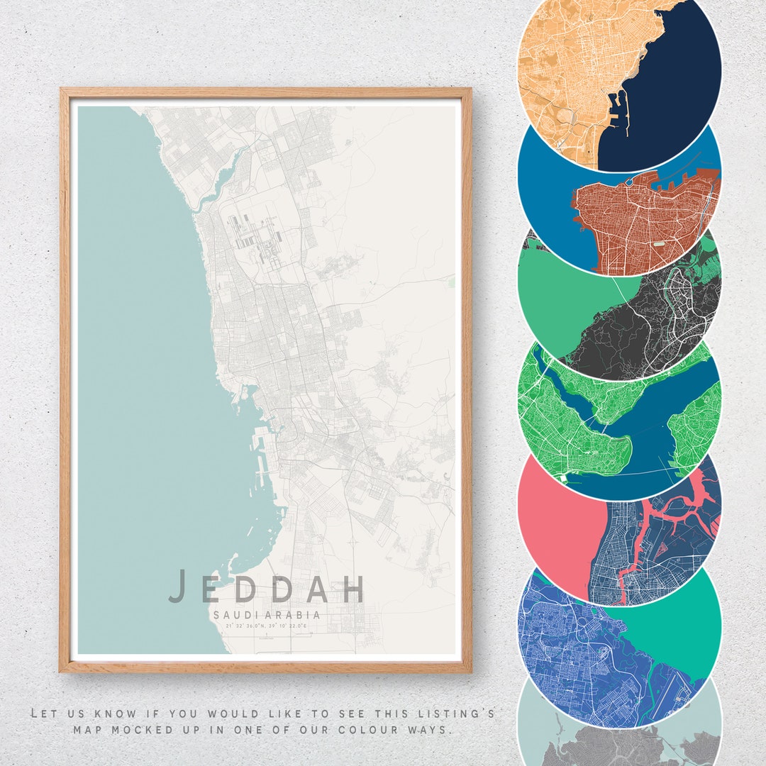 JEDDAH Map Print Saudi Arabia City Wall Art Poster Turkey - Etsy