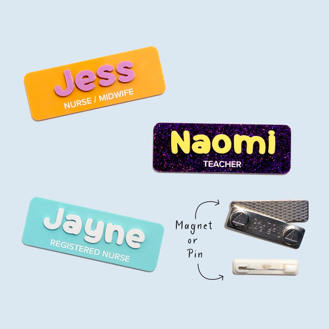 Personalised Work Name Badge | Custom Occupation Tag | Name Accessory ...