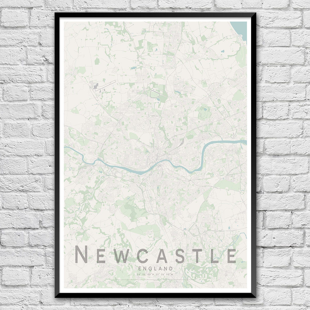 NEWCASTLE Mapa impresión / Newcastle Upon Tyne pared arte / | Etsy