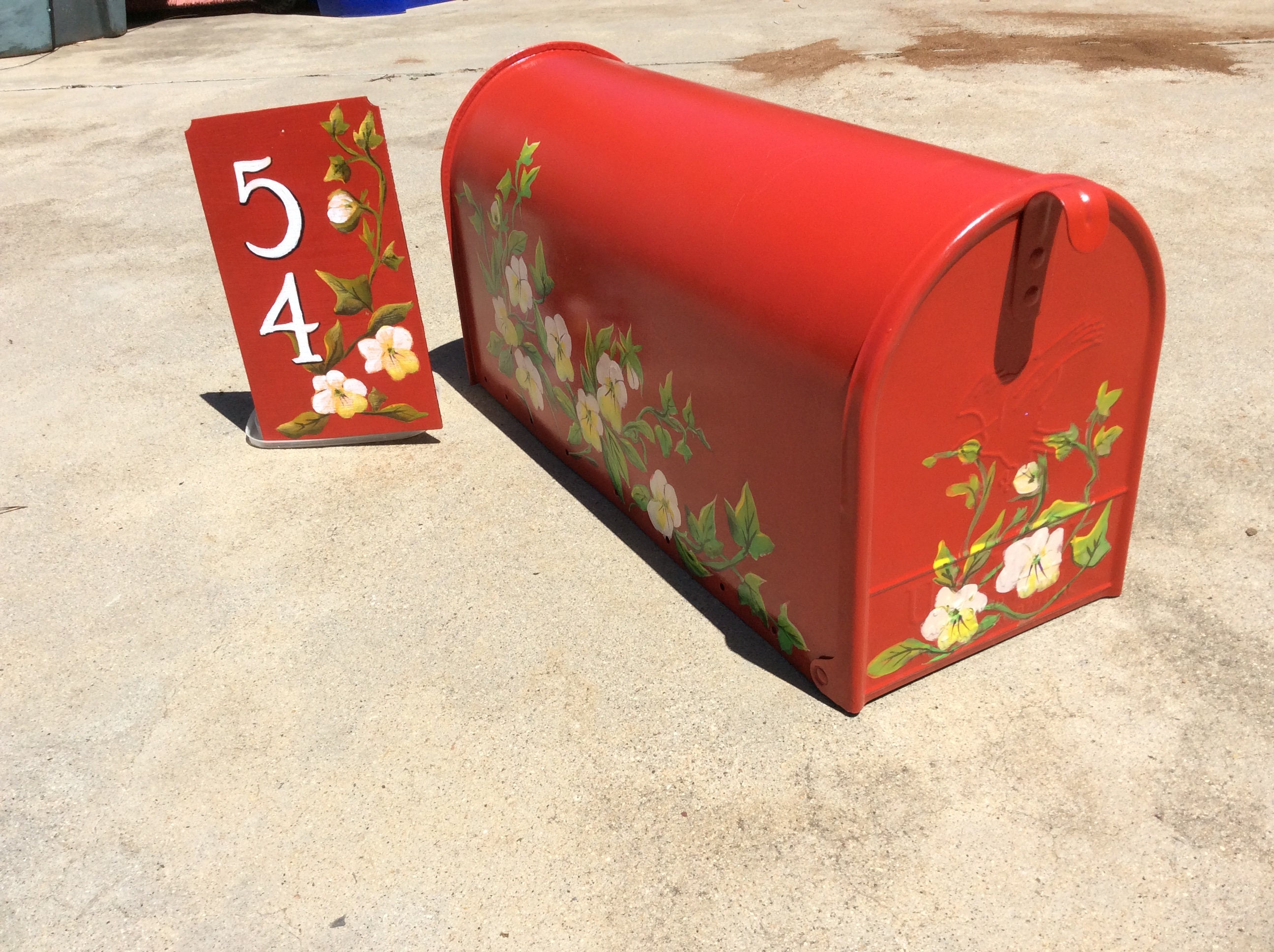 Hand painted mailboxes wall or post style antique red | Etsy