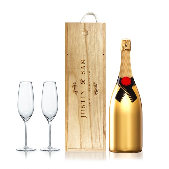 Personalised Wine / Champagne Box With Rope Handle Wedding - Etsy Australia