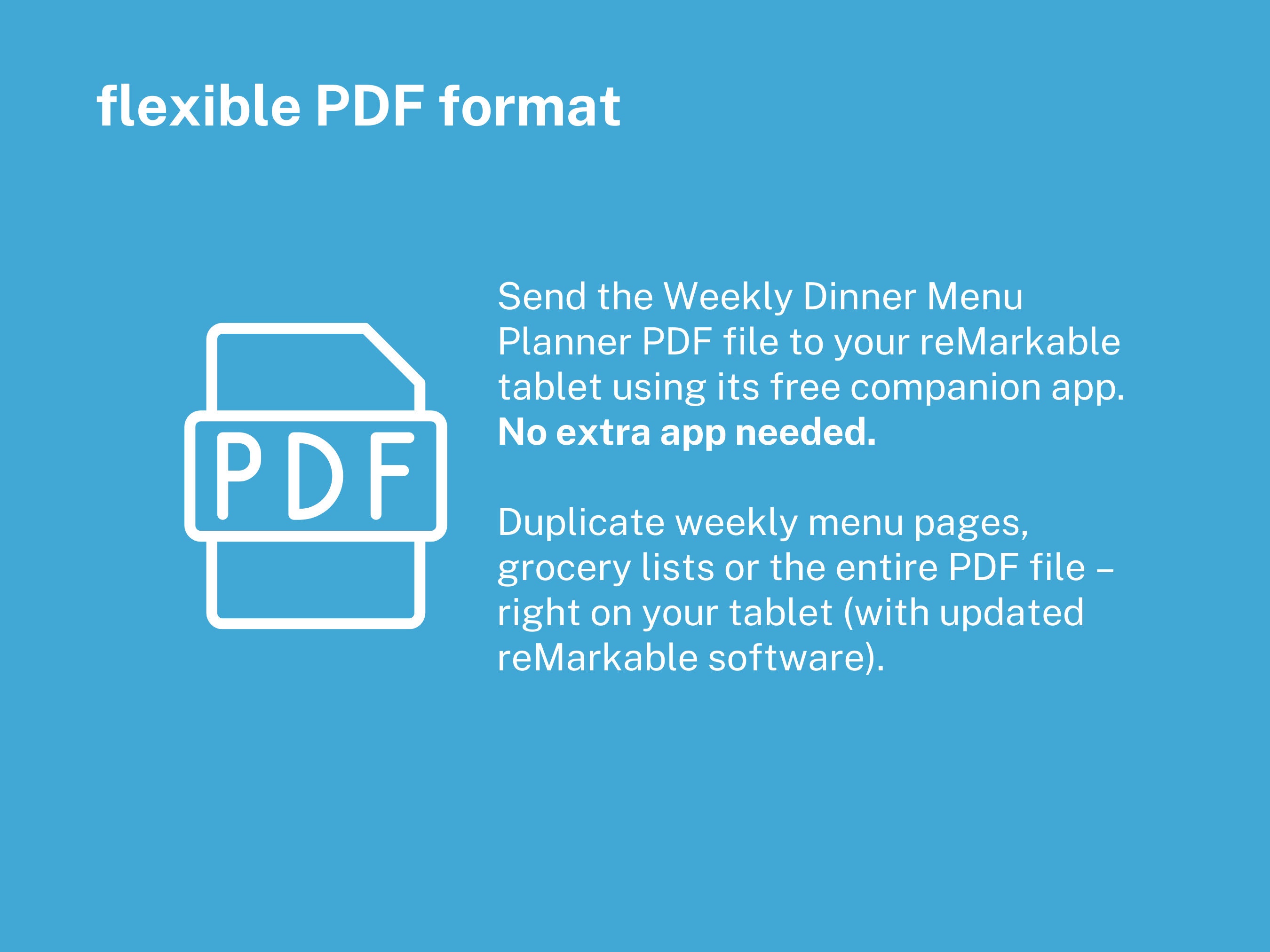 Simple Weekly Dinner Menu Planner With Grocery List - for Eink Tablets ...