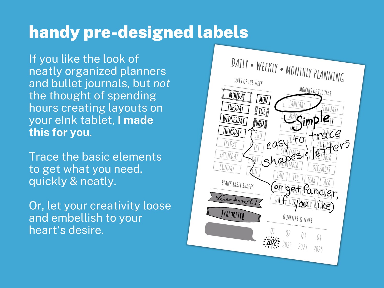 Eink Tablet Sticker Helper for Remarkable 2 & More Dozens of Planner ...