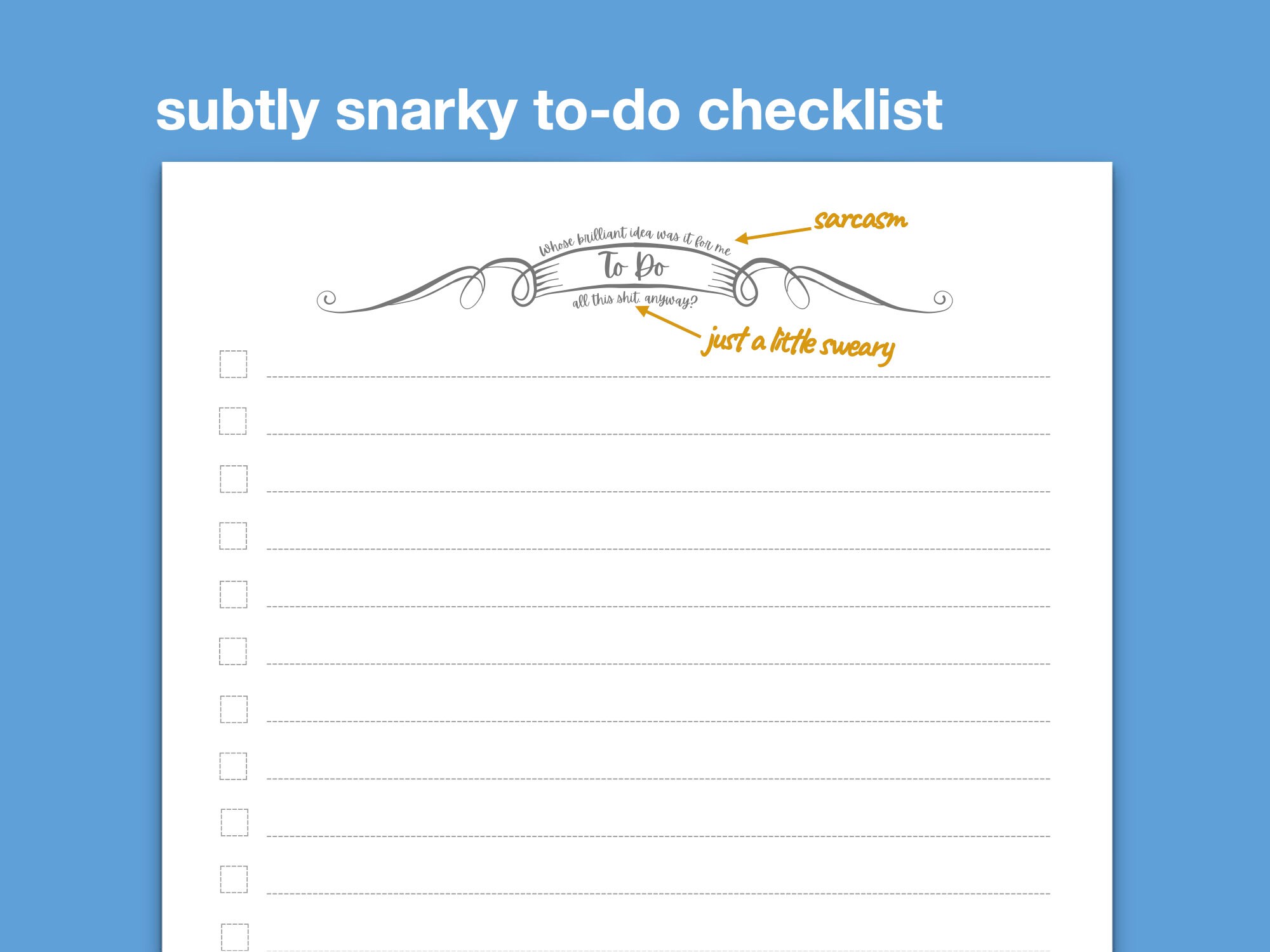 Subtly Sweary To-do List | Printable PDF Checklist | US Letter Size 8.5 ...