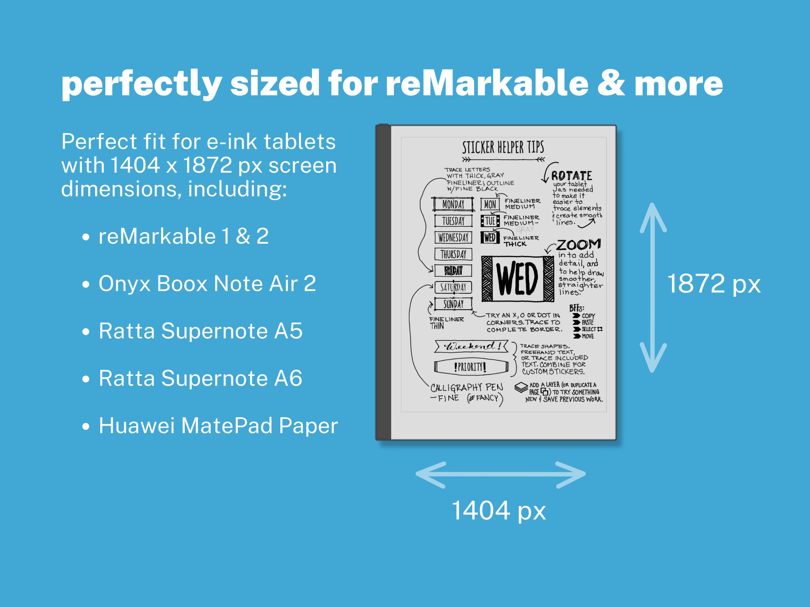 Eink Tablet Sticker Helper for Remarkable 2 & More Dozens of Planner ...