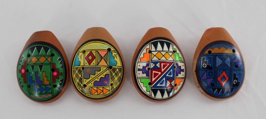 Peruvian Clay Ocarina Flute, Hand-painted Design, Kids Music Instrument ...