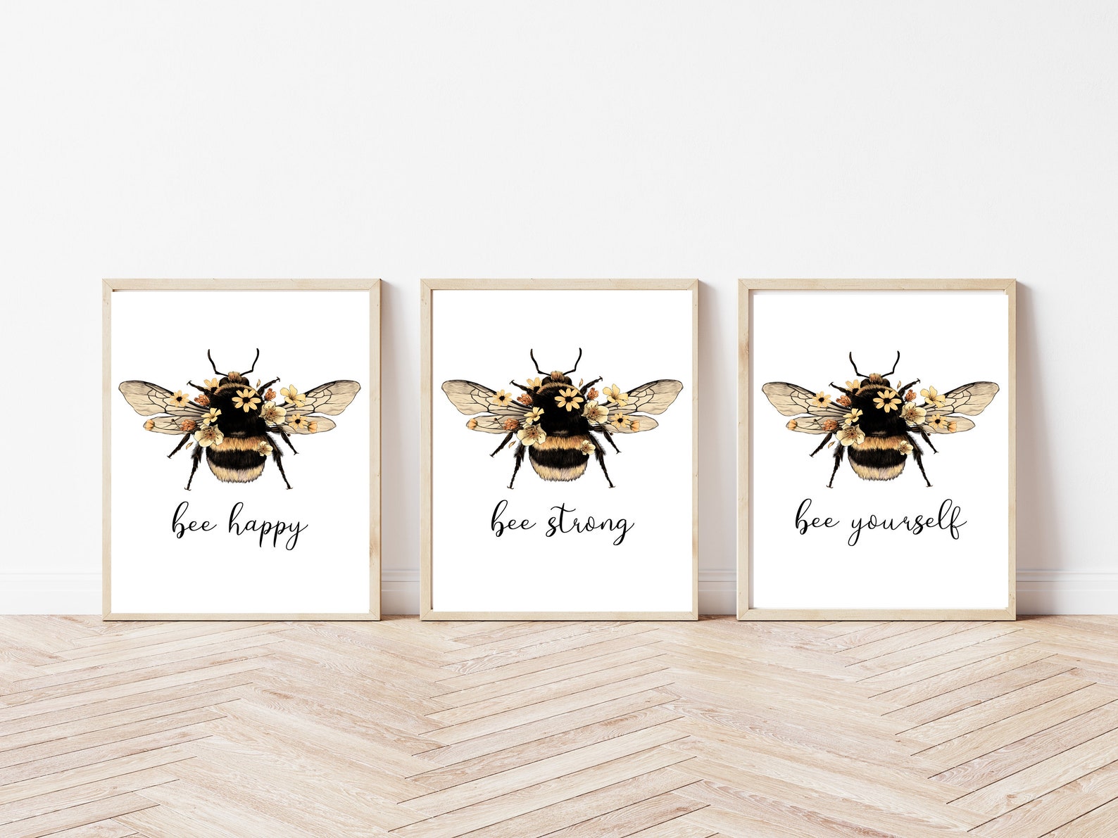 Bumble Bee Prints - Set of 3 - Custom Wording - Inspirational Quote ...