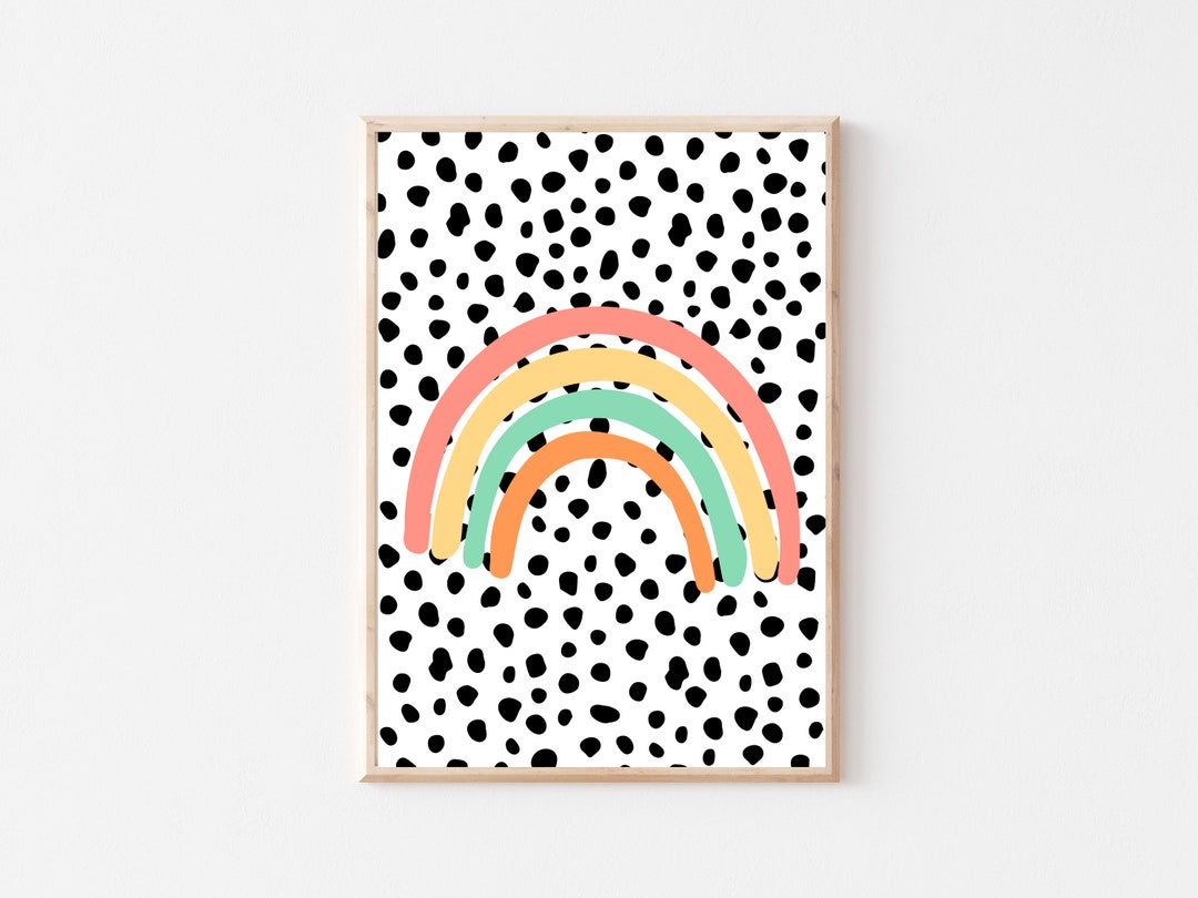 Rainbow Print Dalmatian Background Nursery Kids Bedroom Playroom Art ...