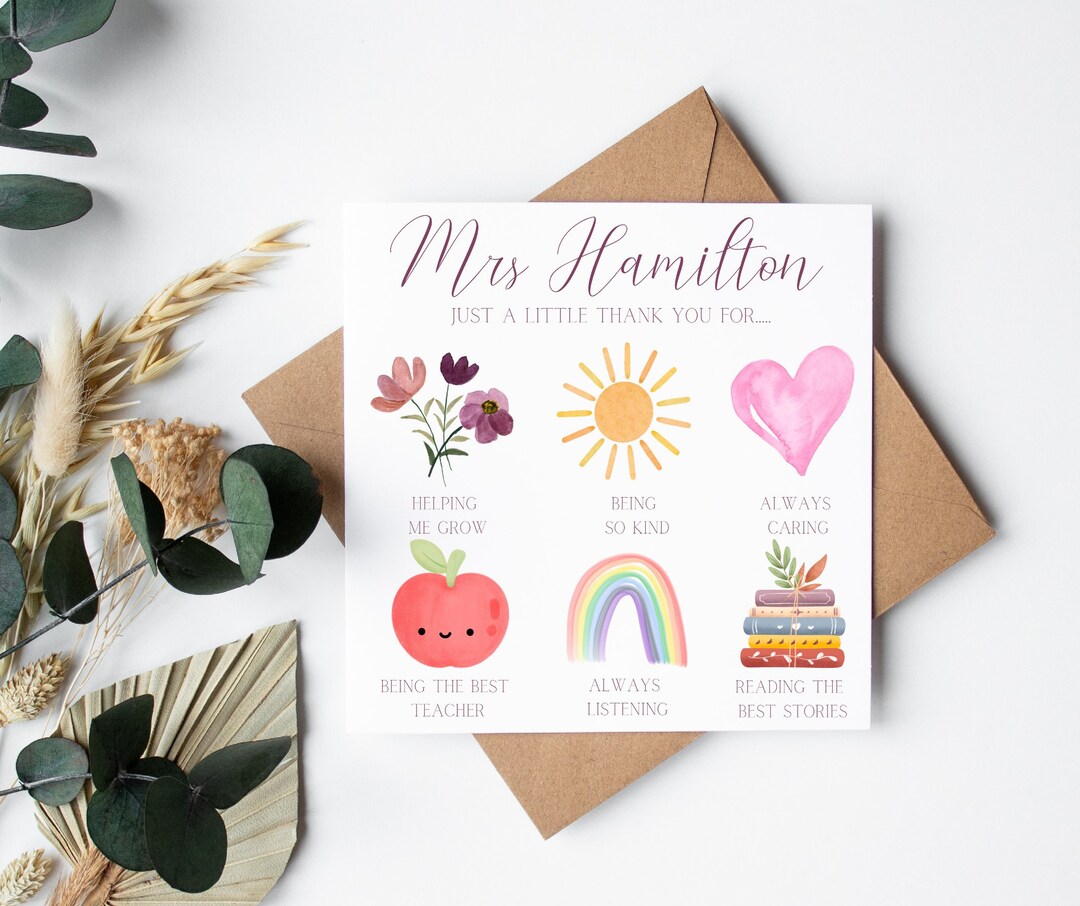 Thank You Teacher - Personalised Thank You Teacher Card - End of Term ...