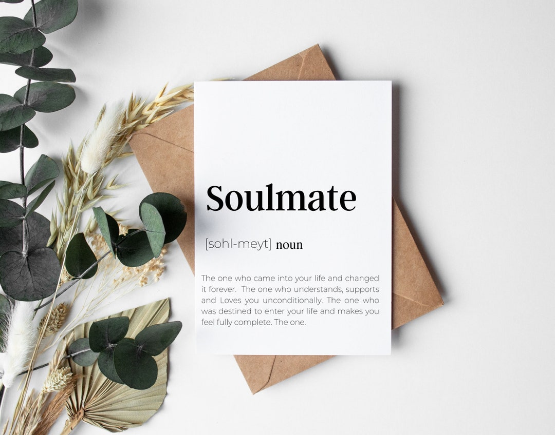 Soulmate Anniversary Valentines Day Card - Romantic Card - Soulmate Definition - Etsy UK