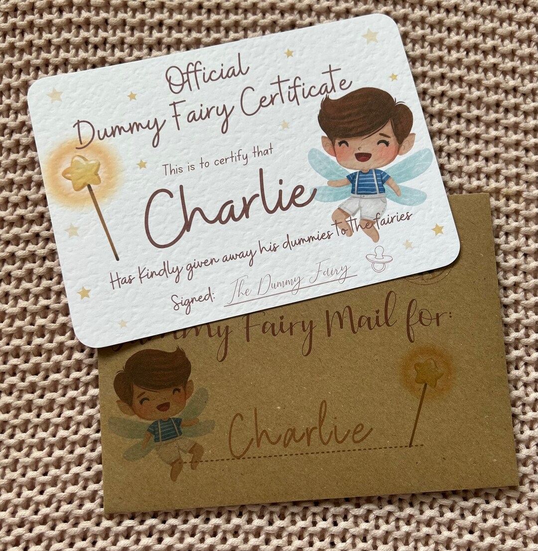 Dummy Boys Fairy Letter/certificate- Magical Personalised Certificate ...