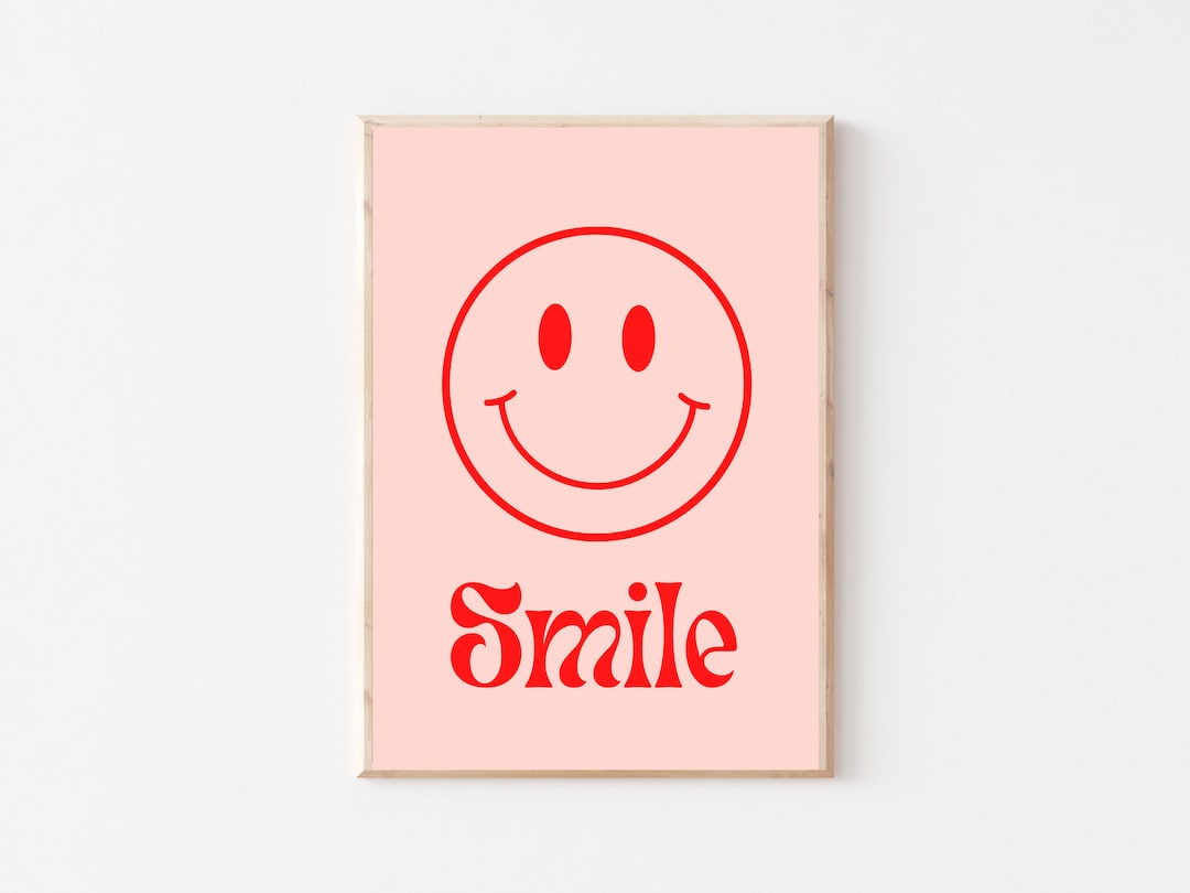 Smile Print - Smiley Face - Bright and Bold Fun Wall Decor - Happy Face ...