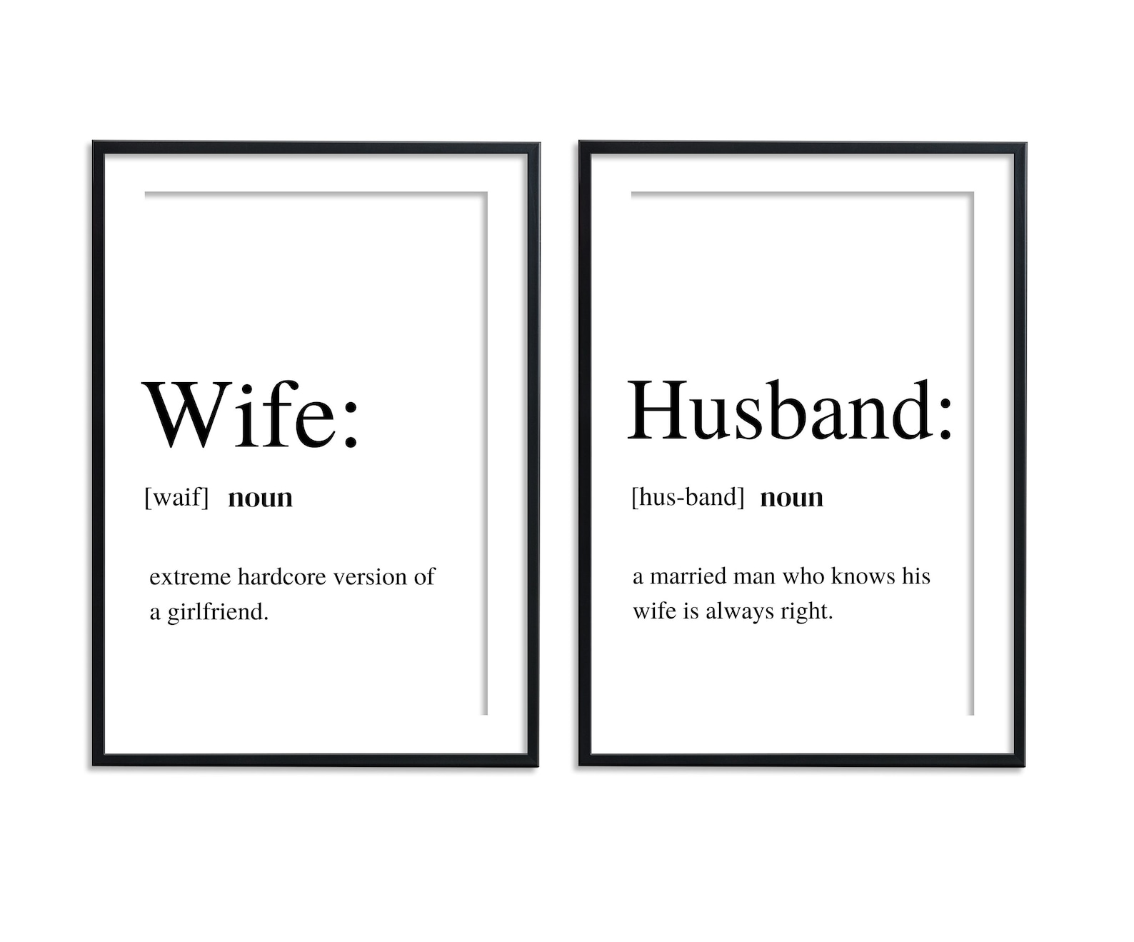 Husband and Wife Set of 2 Noun Prints Married Couple Humour - Etsy UK