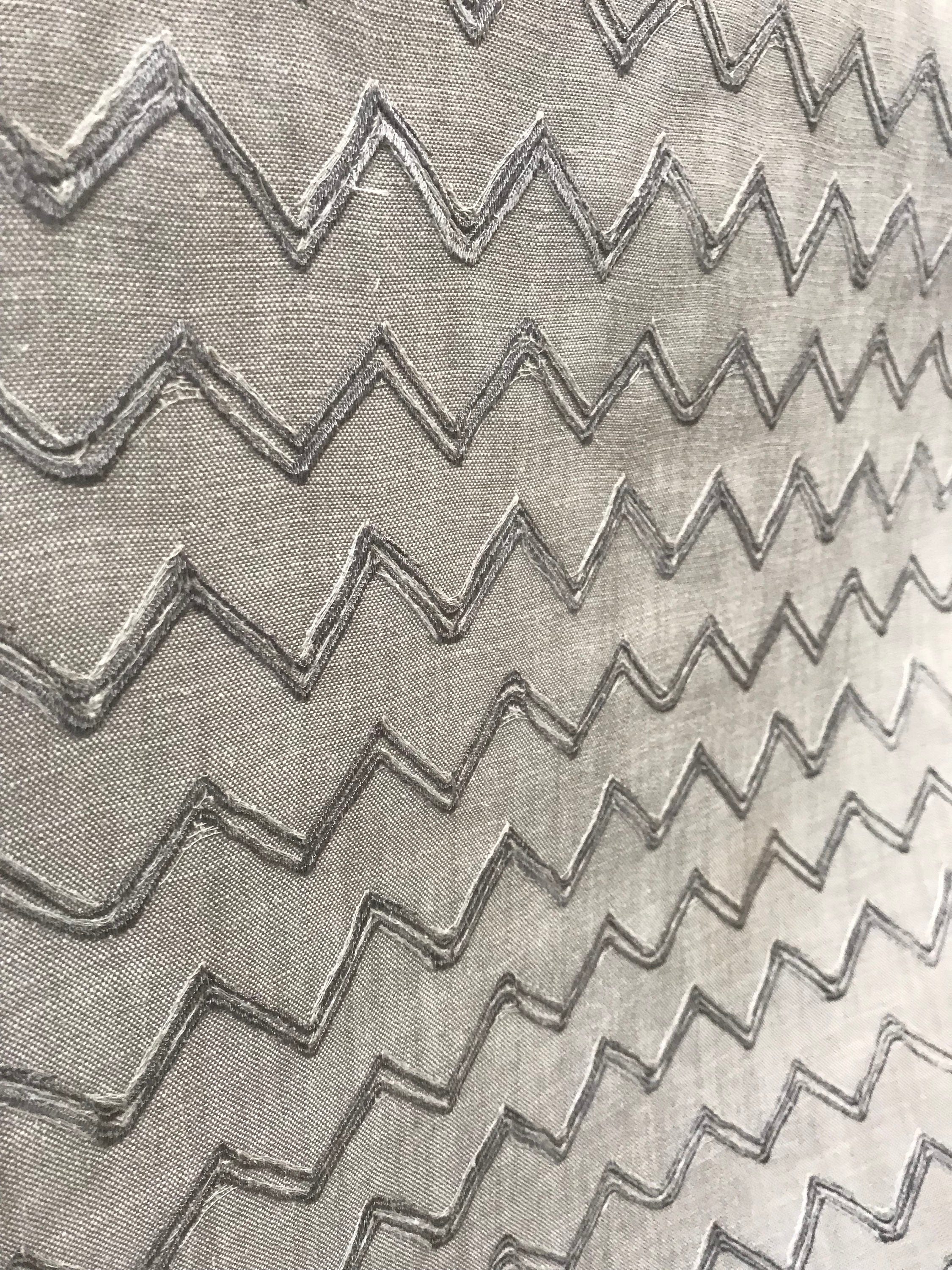 Gray Embroidered Chevron Fabric - Etsy 日本