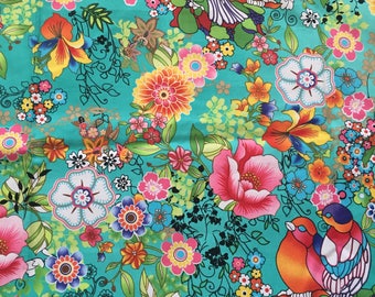 Bright floral fabric | Etsy