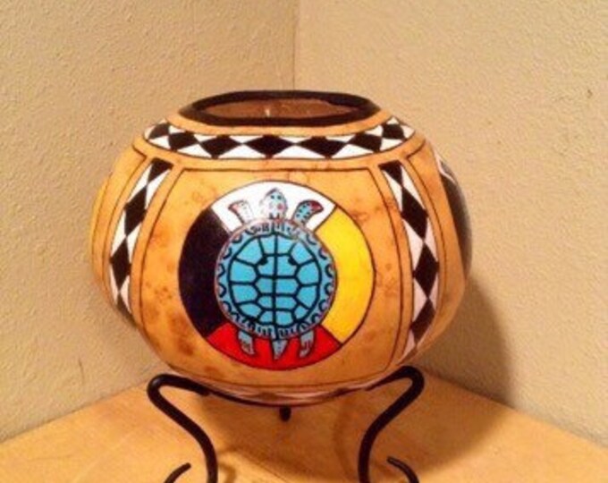 Choctaw Medicine Wheel Turtle Gourd Pot With Stand - Etsy