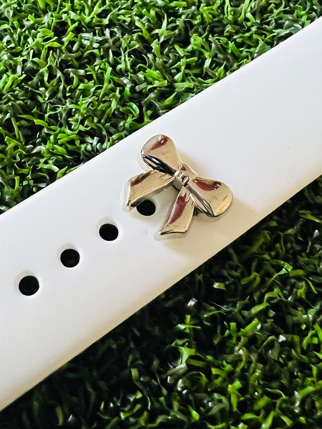 Watchband Charm Silver Ribbon Solid Metal Apple Watch Magicband ...