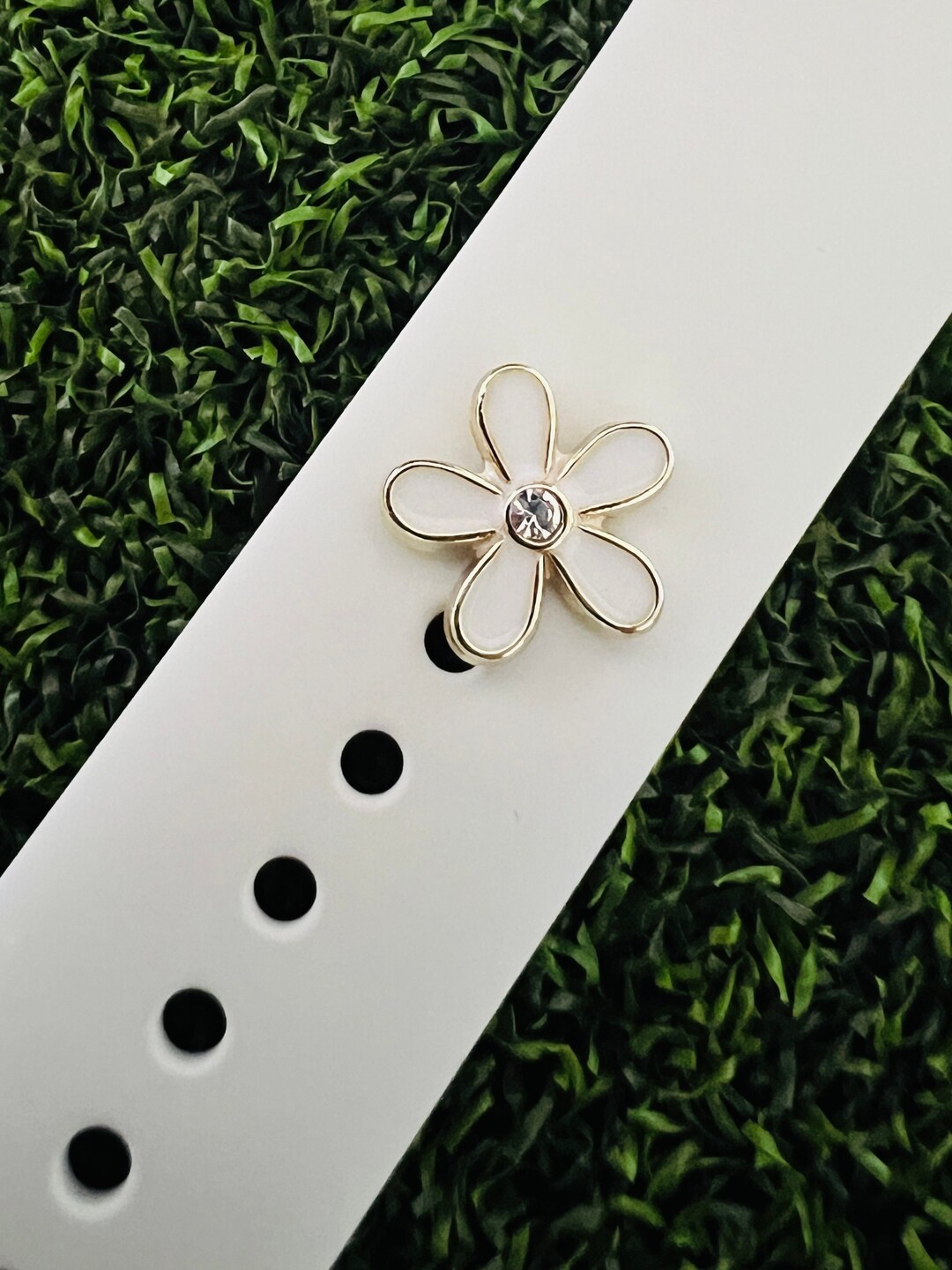 Watchband Charm Daisy Flower Solid Metal Smartwatch Bands Magicband ...