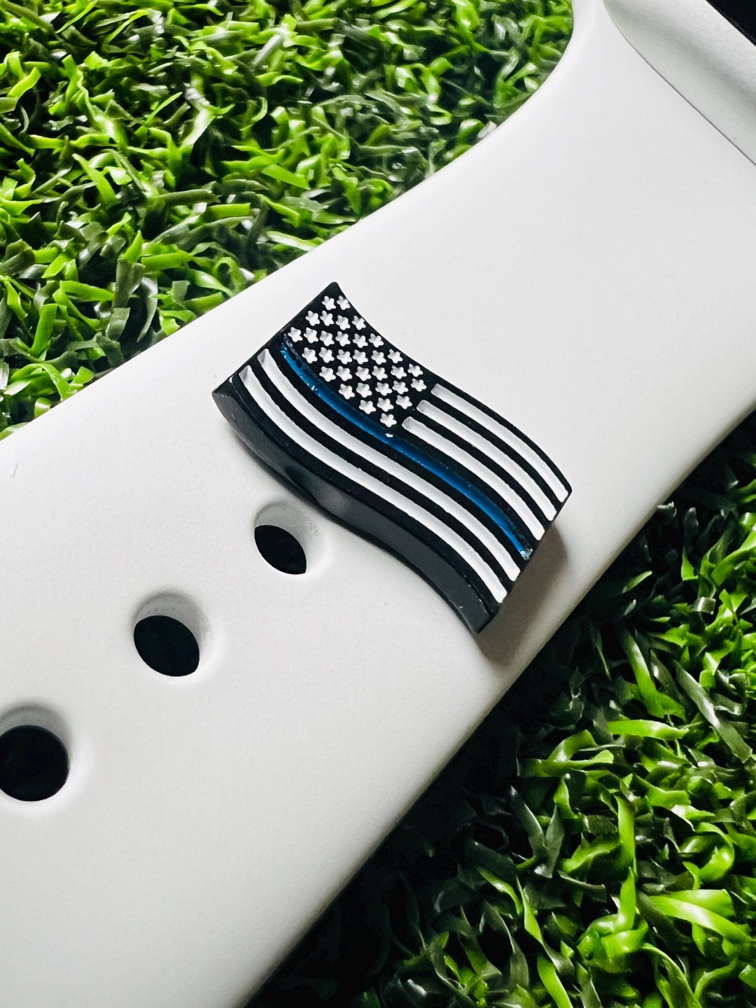 Police Thin Blue Line Flag Watch Charm Apple Watch Magicband Compatible ...