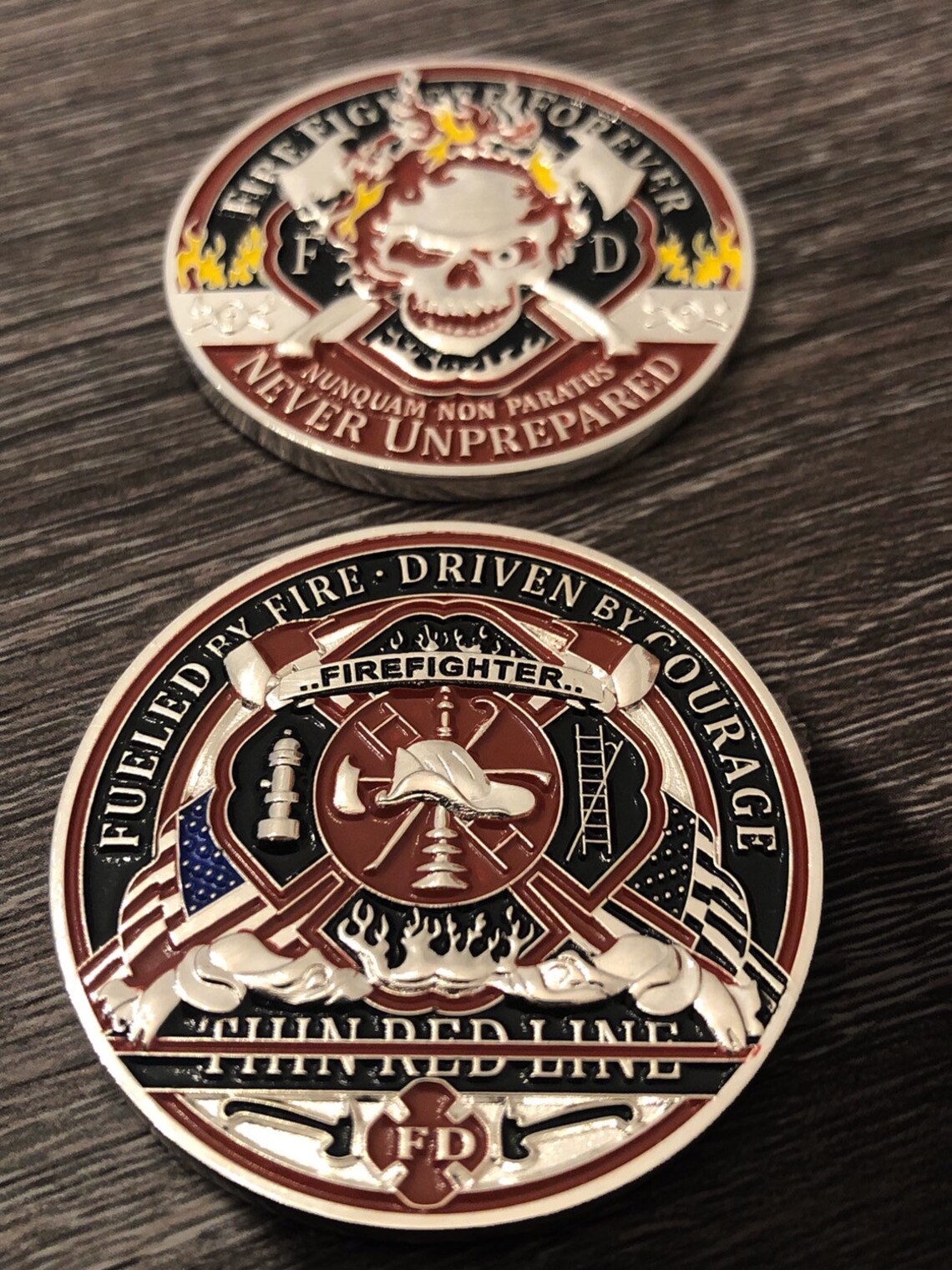Firefighter First Responder Thin Red Line Challenge Coin - Etsy