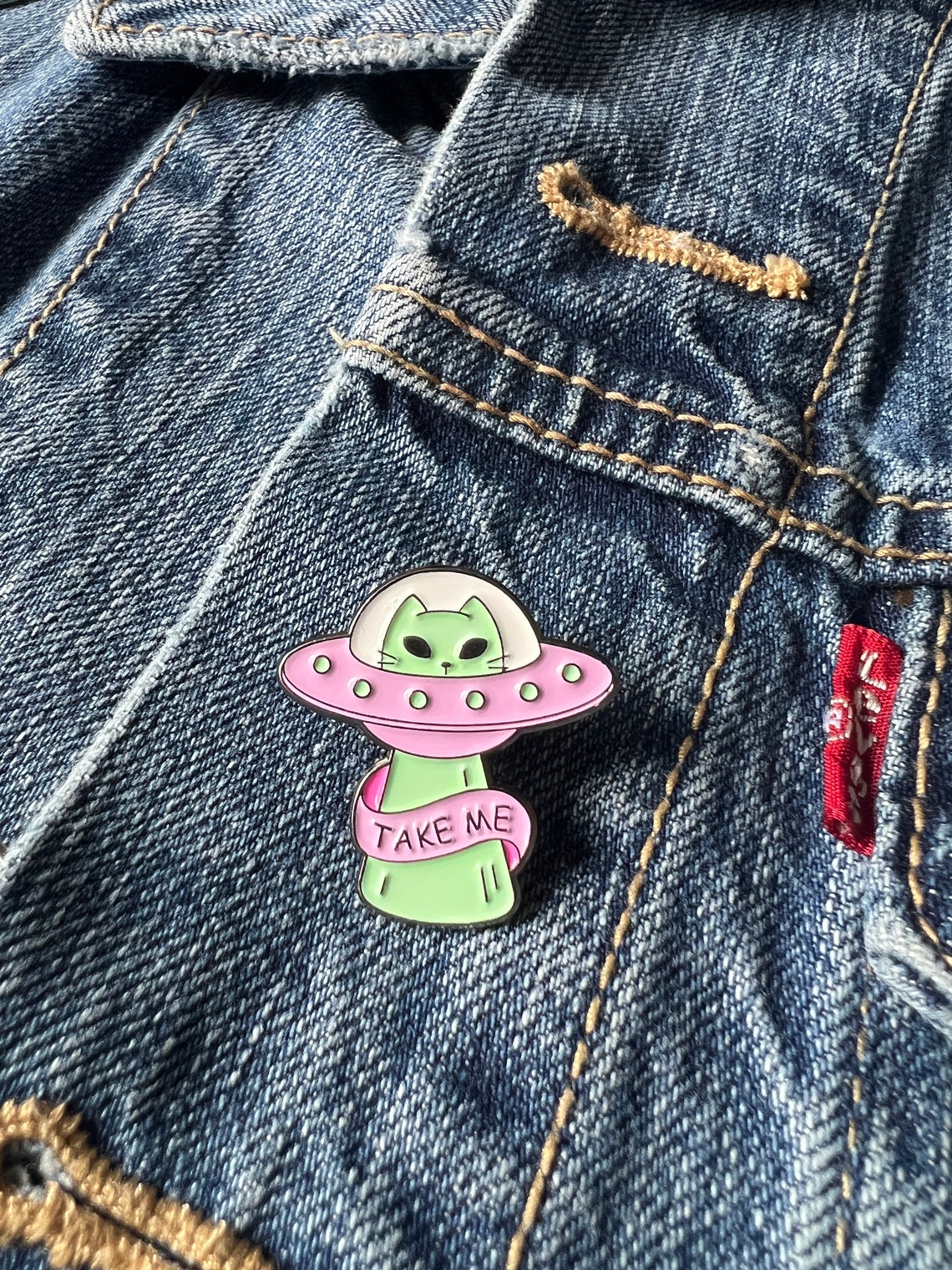 Enamel Pin Space Cat Alien Pins for Jackets Backpacks and More - Etsy