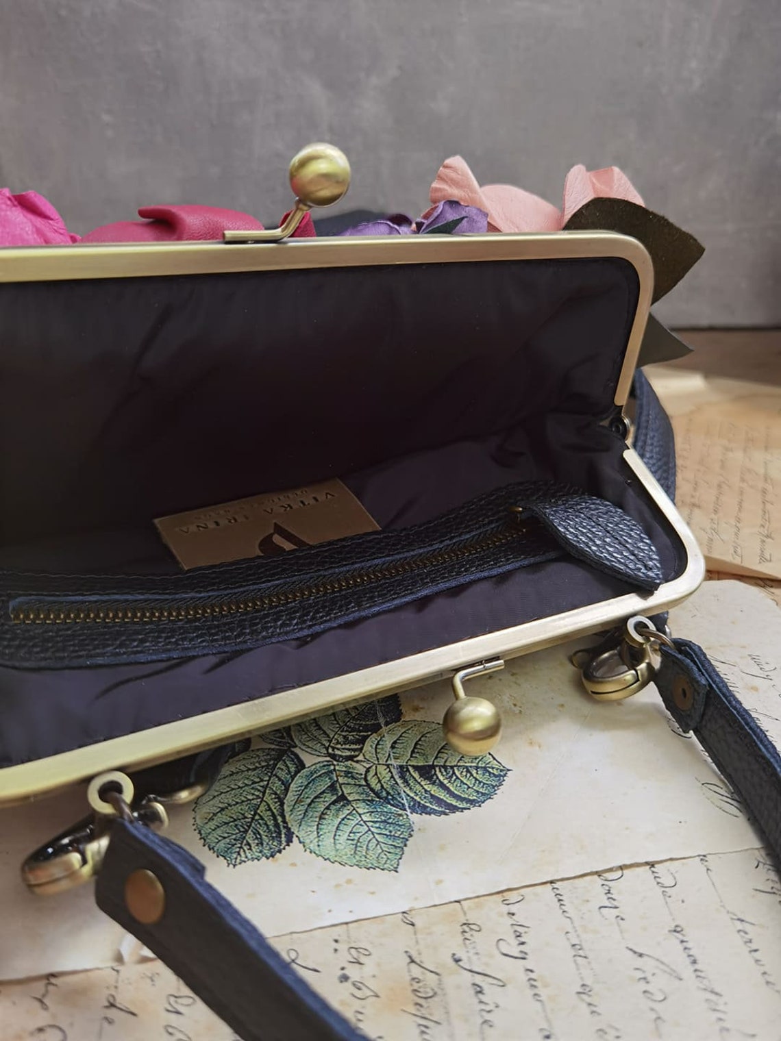 Kiss Lock Backpack,framed Convertible Bag,floral Leather Backpack ...