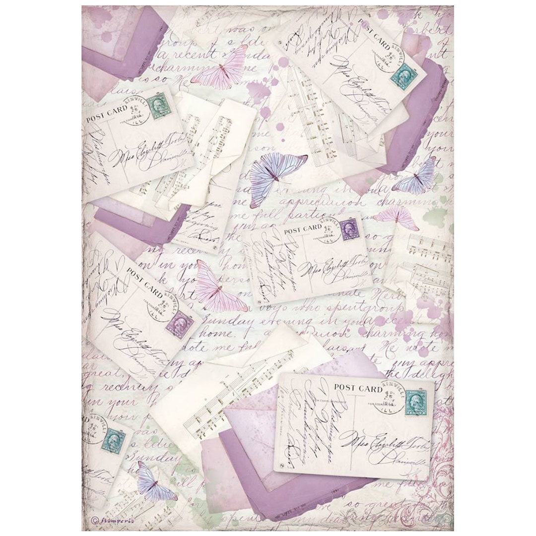 Lavender Ephemera Rice Paper: Decoupage & Paper Crafts - Etsy