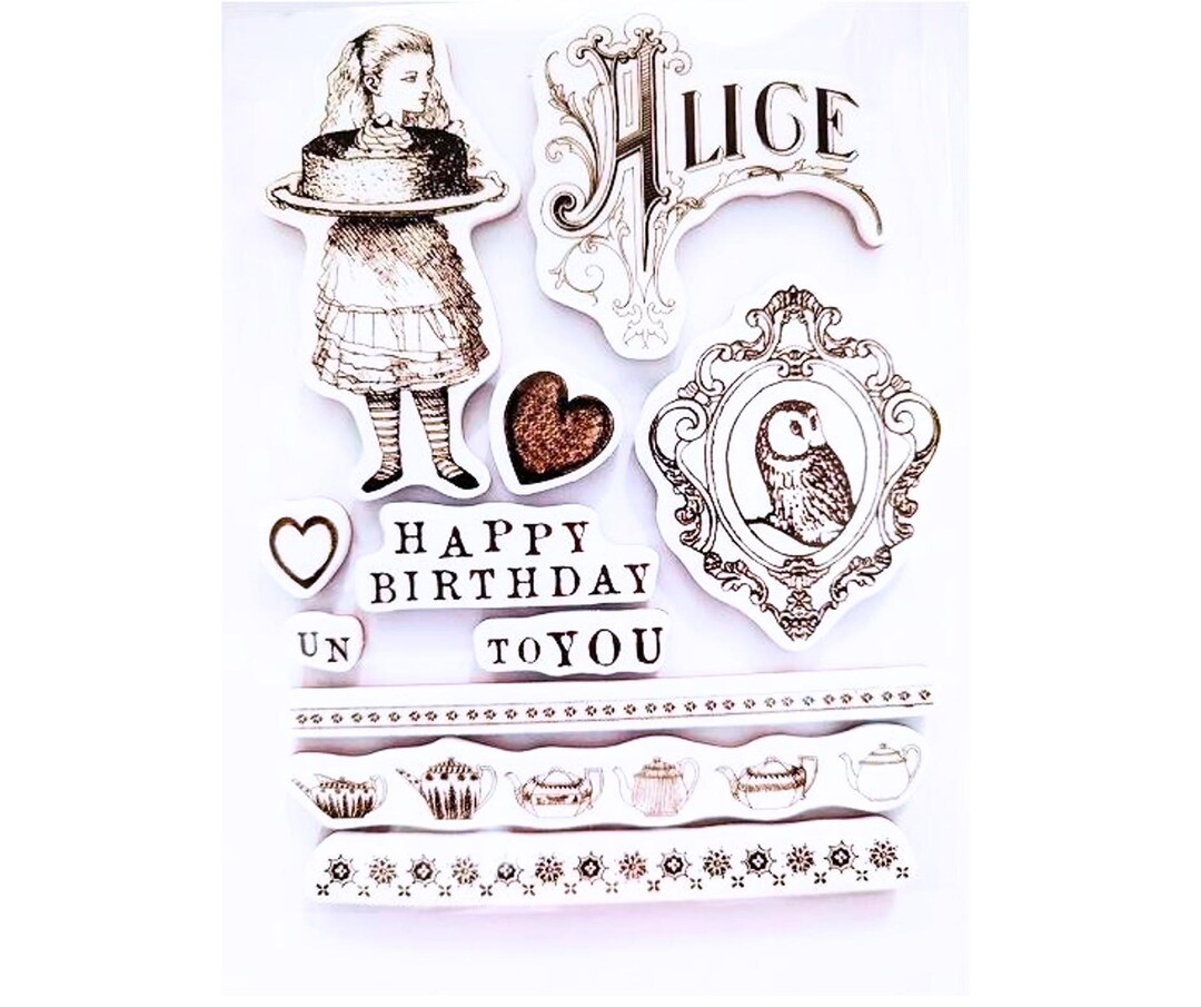 Birthday Cardmaking Stamps. Vintage Alice Stamps for Birthday or Un ...