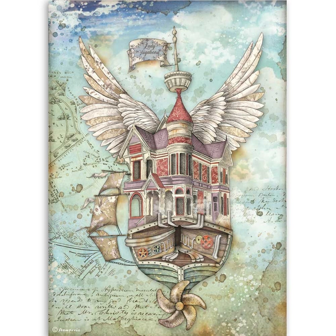 Steampunk Flying Machine, Steampunk Rice Paper for Decoupage - Etsy