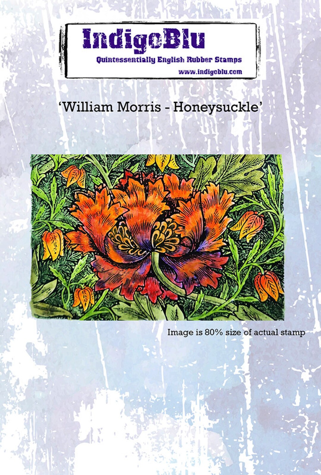 William Morris Style Floral Mixed Media Rubber Stamp for Cardmaking and ...