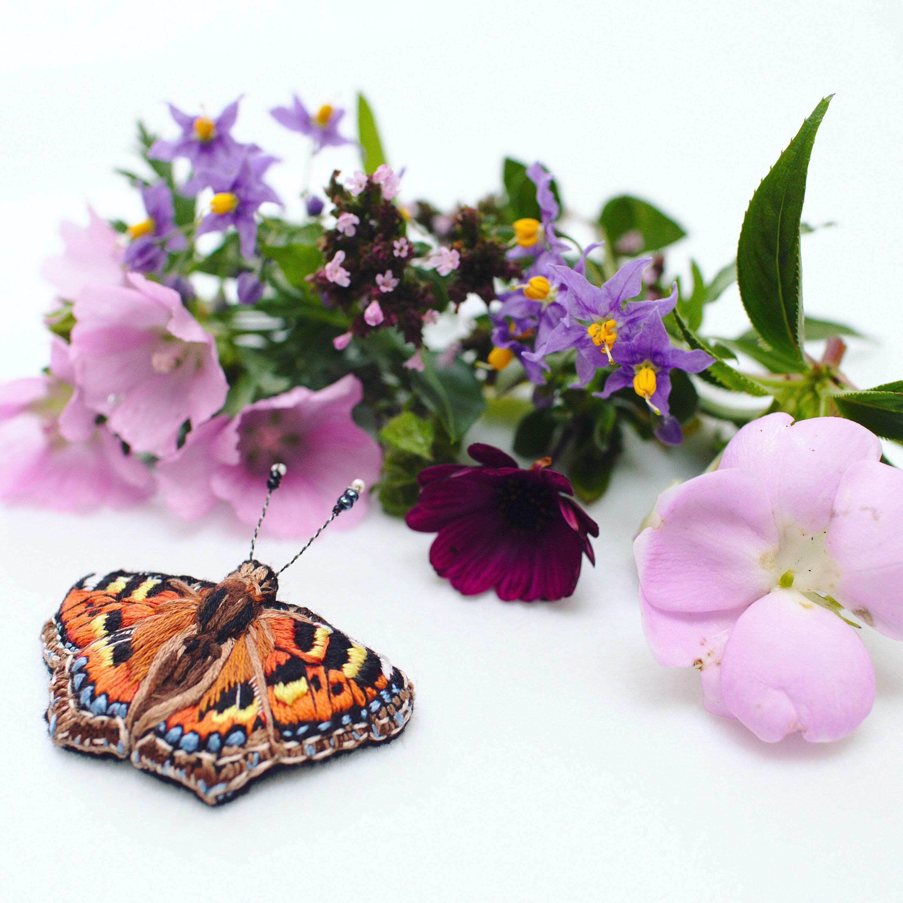 MADE TO ORDER Embroidered Felt Butterfly Brooch Embroidered | Etsy