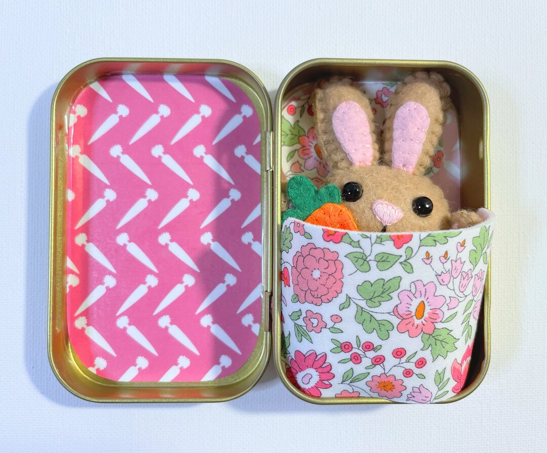 Brown Bunny Rabbit in a Tin, Hand Sewn Bunny Rabbit, Bunny in a Tin ...